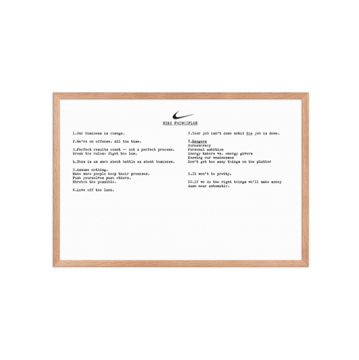 Nike Principles Framed Poster | Air | ReplicaPropStore