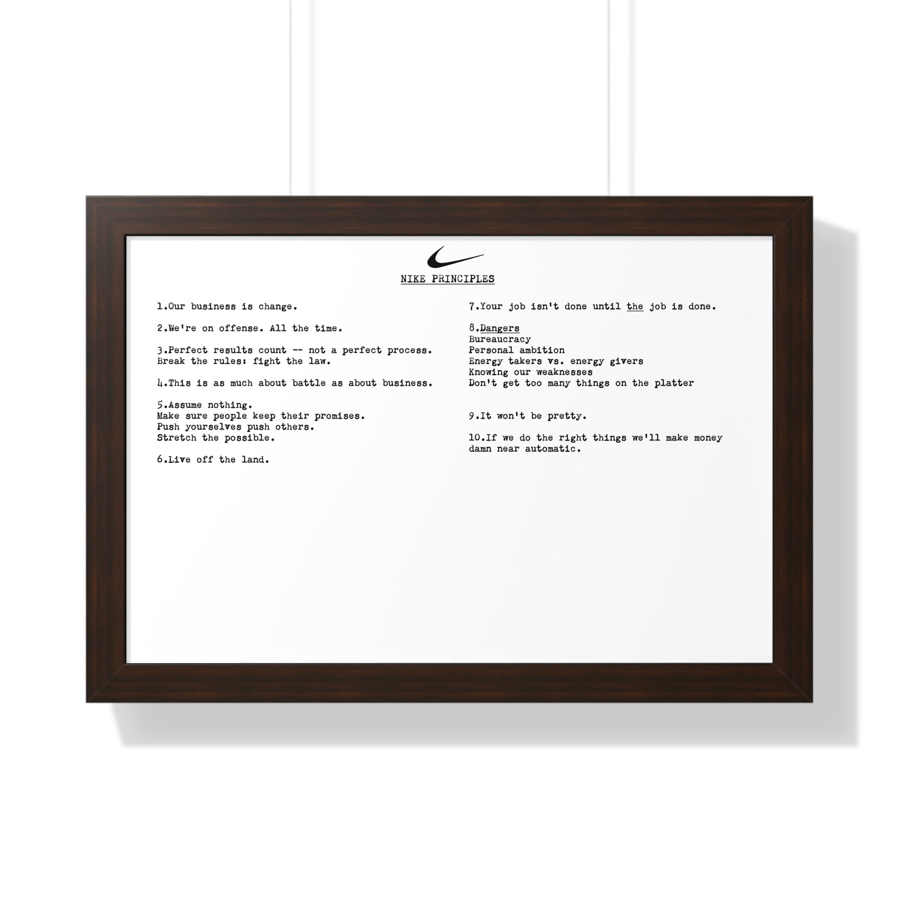 Nike Principles Framed Poster | Air | ReplicaPropStore