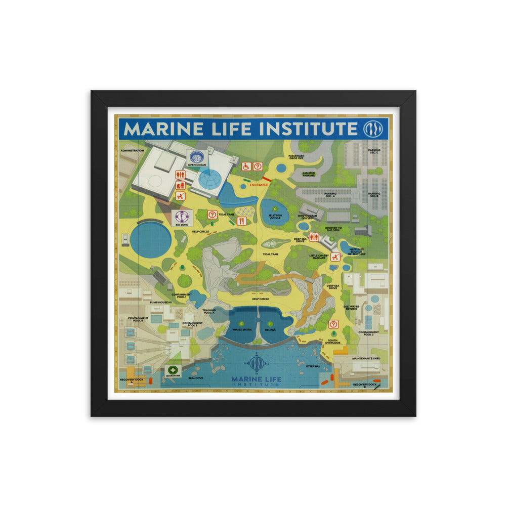 Marine Life Institute Map Framed Poster Finding Dory | ReplicaPropStore